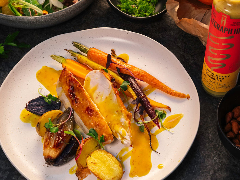 Grilled Chicken with Roasted Root Vegetables Drizzled with Telegraph H ...